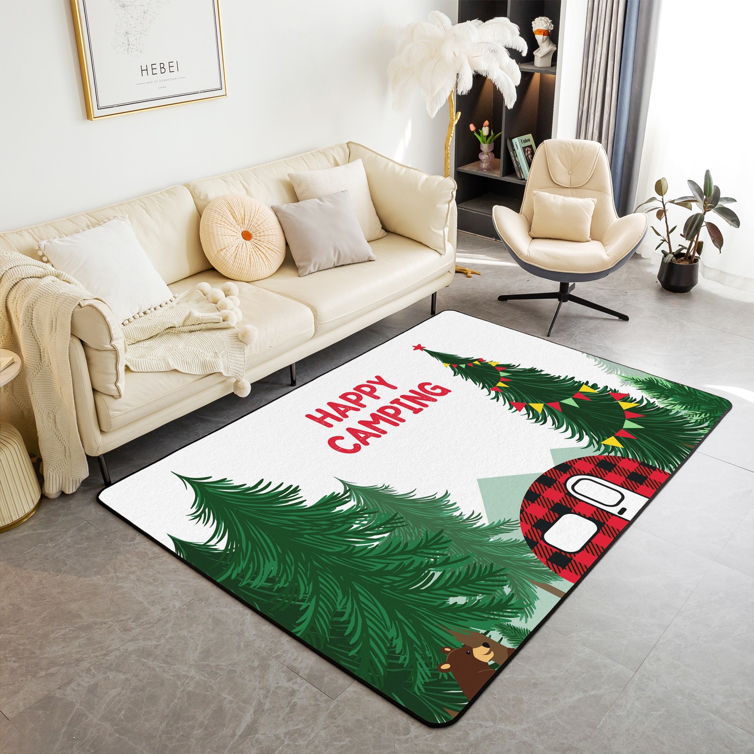 Erosebridal Happy Camping Area Rug 3x5 for Bedside,Christmas Day Carpet ...