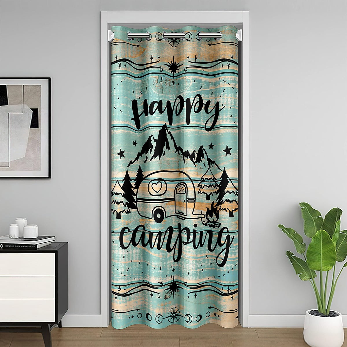 Happy Camping Blackout Curtain 34"W X 80"L,Camper Door Curtain For ...