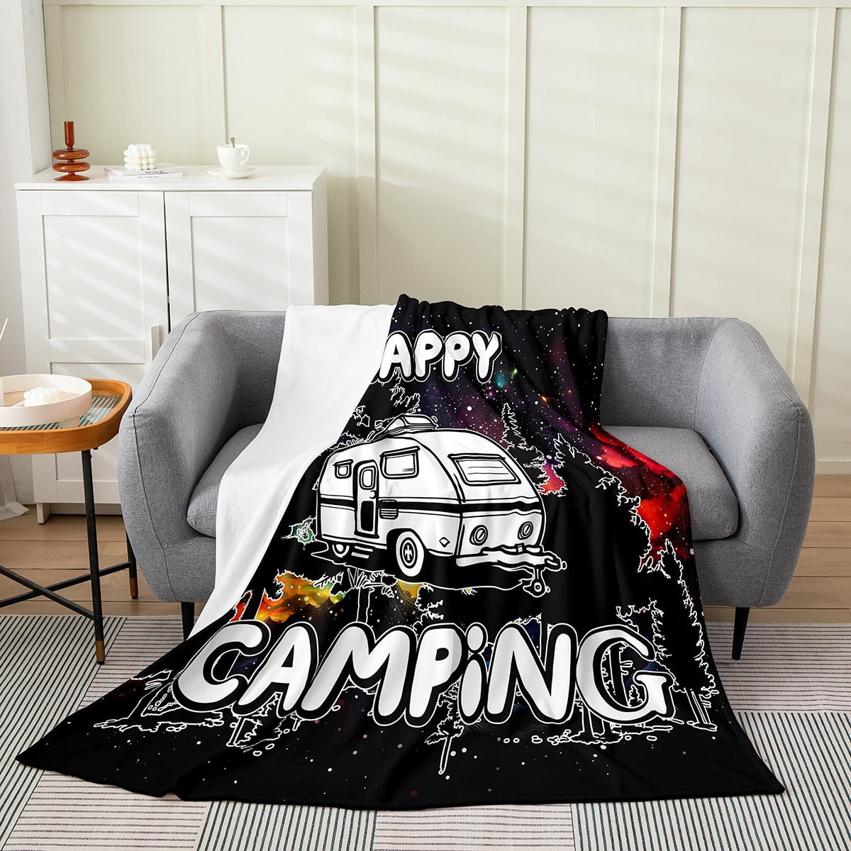 Happy Camping Blanket,Galaxy Starts Throw Blanket ,Camper Fleece ...