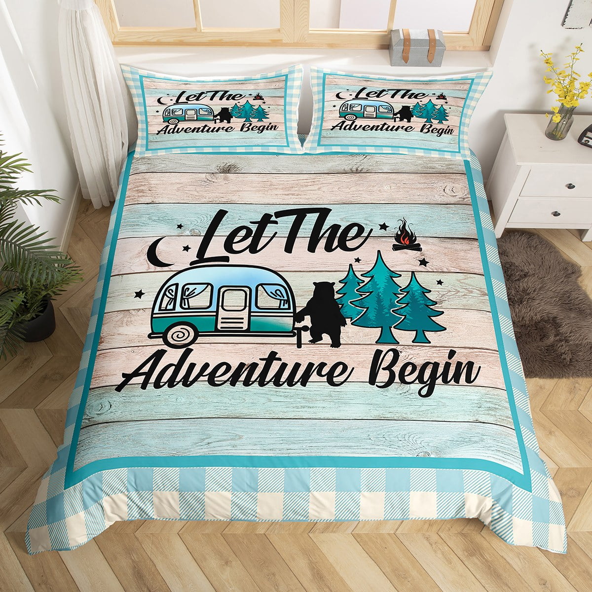 YST Happy Camping Camper Bedding Sets King Cute Farmhouse Comforter ...