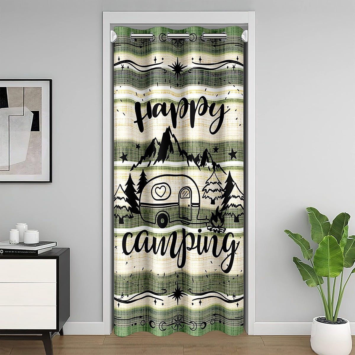 Happy Camping Door Curtain For Doorway Privacy For Adult Teens,Green ...