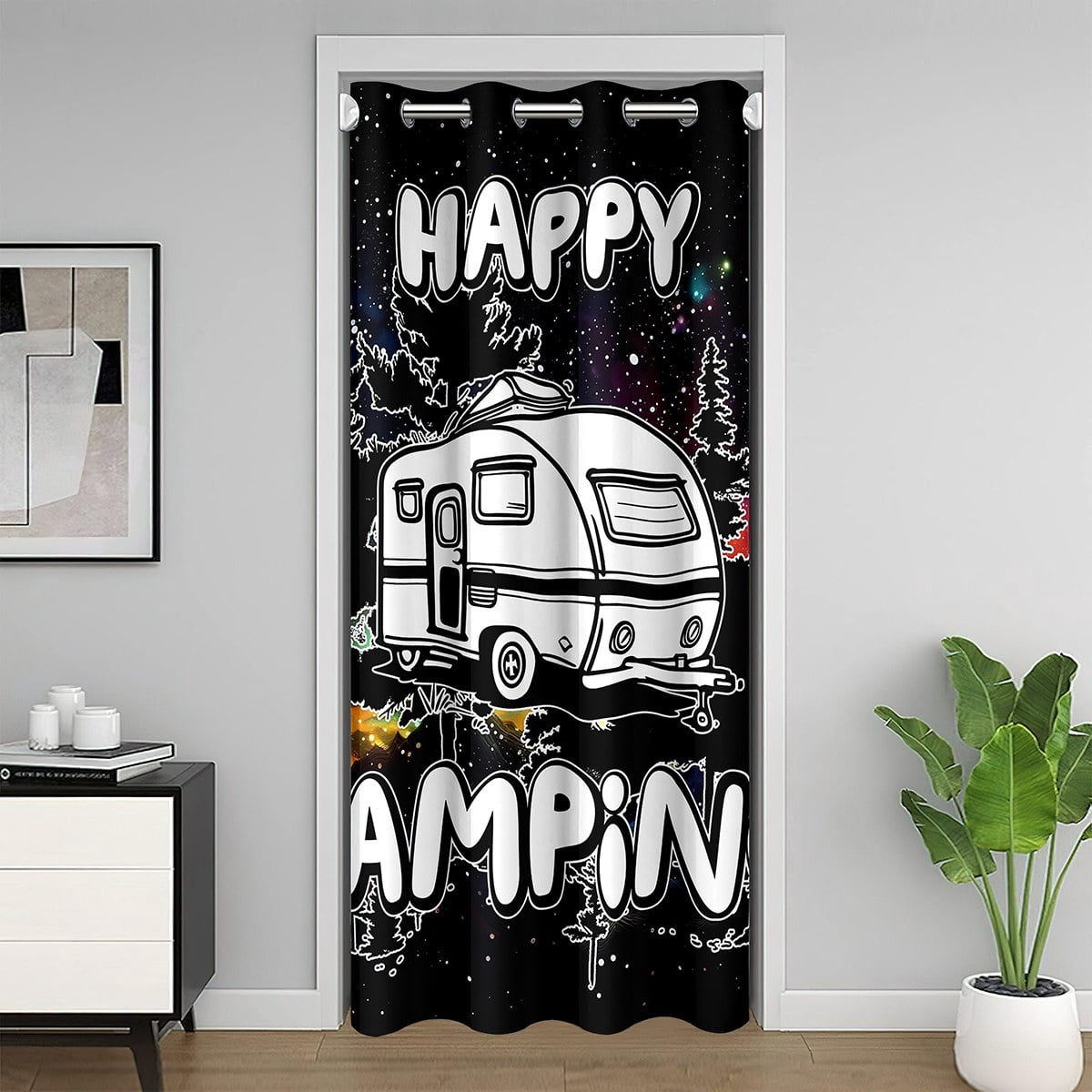 YST Happy Camping Door Curtain For Doorway Privacy,Galaxy Starts ...