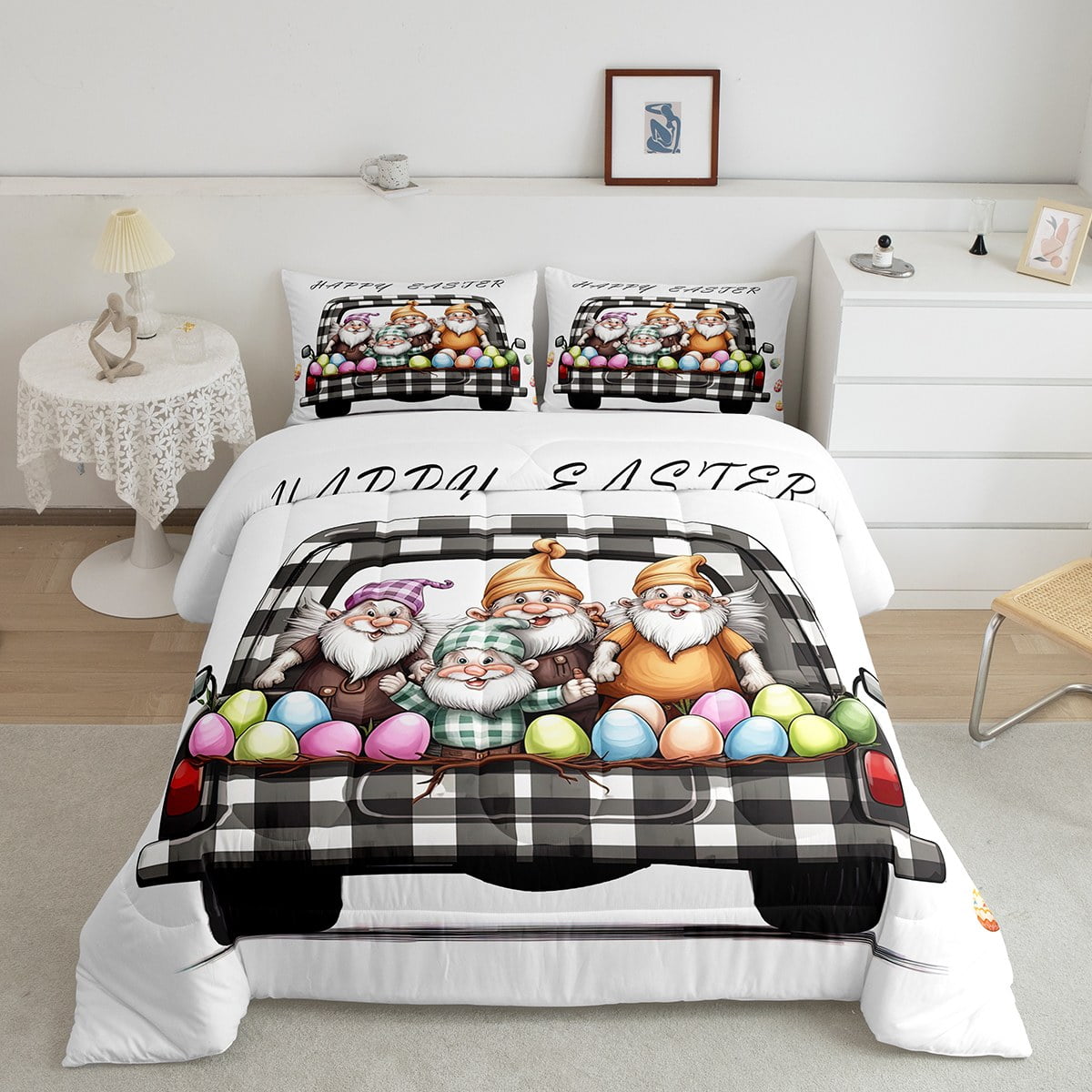 Erosebridal Happy Easter Comforter Set Easter Eggs Print Bedding Easter ...