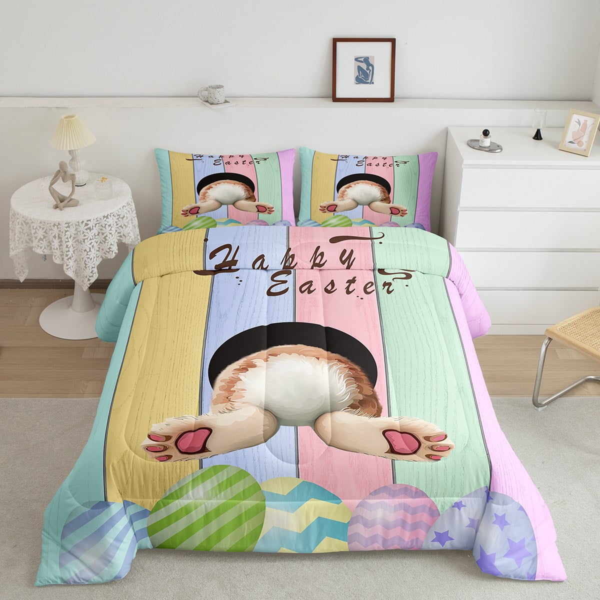 YST Happy Easter Themed Comforter Set Easter Decoration Bedding Cute ...