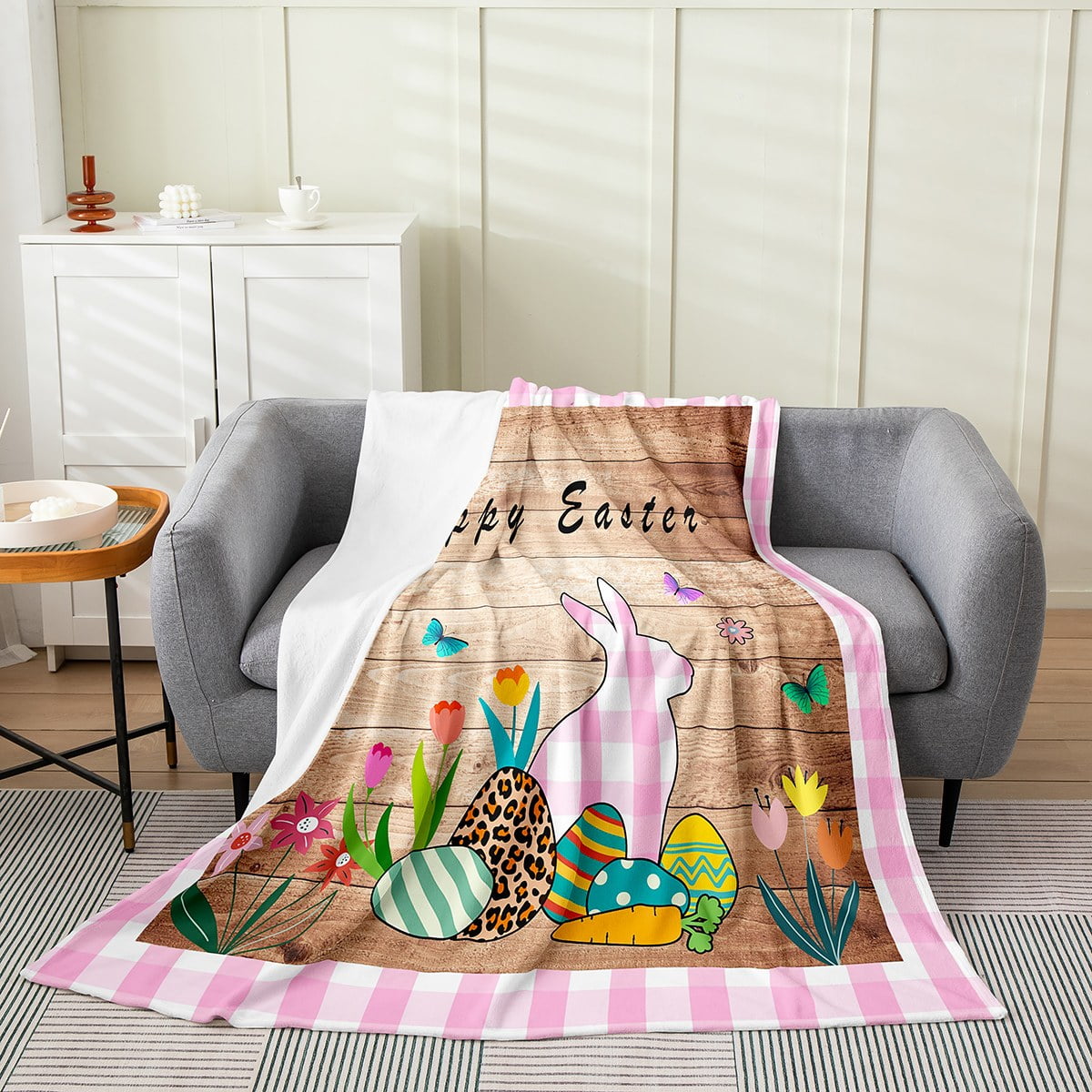 Happy Easter Throw Blanket Throw 50x60,Easter Bunny Fuzzy Blanket ...