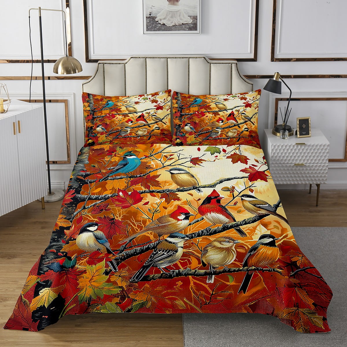 YST Happy Fall Autumn Bedspread Set, Thanksgiving Autumn Maple Tree ...