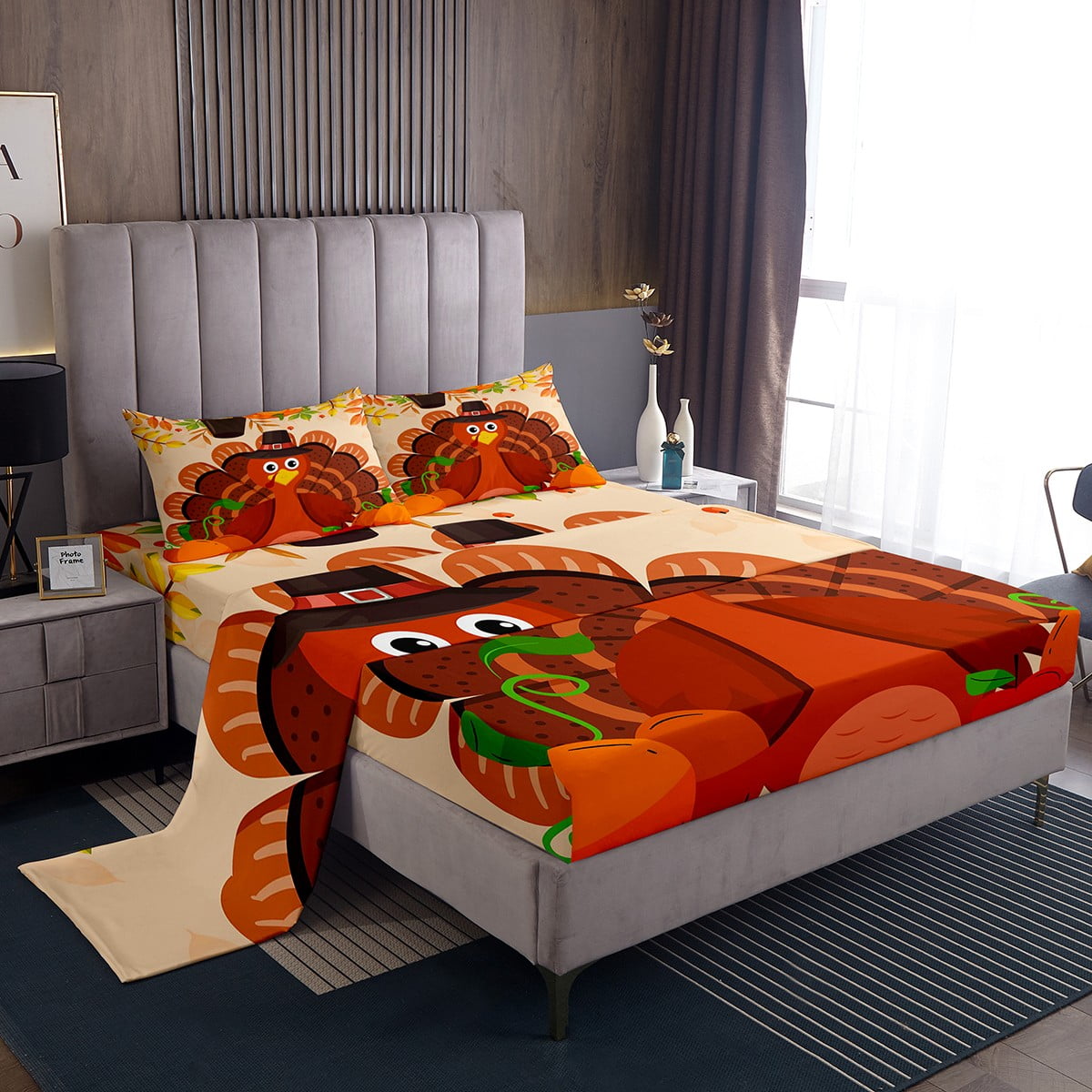 YST Happy Fall Y'All Comforter Set Cute Cartoon Thanksgiving Turkey ...