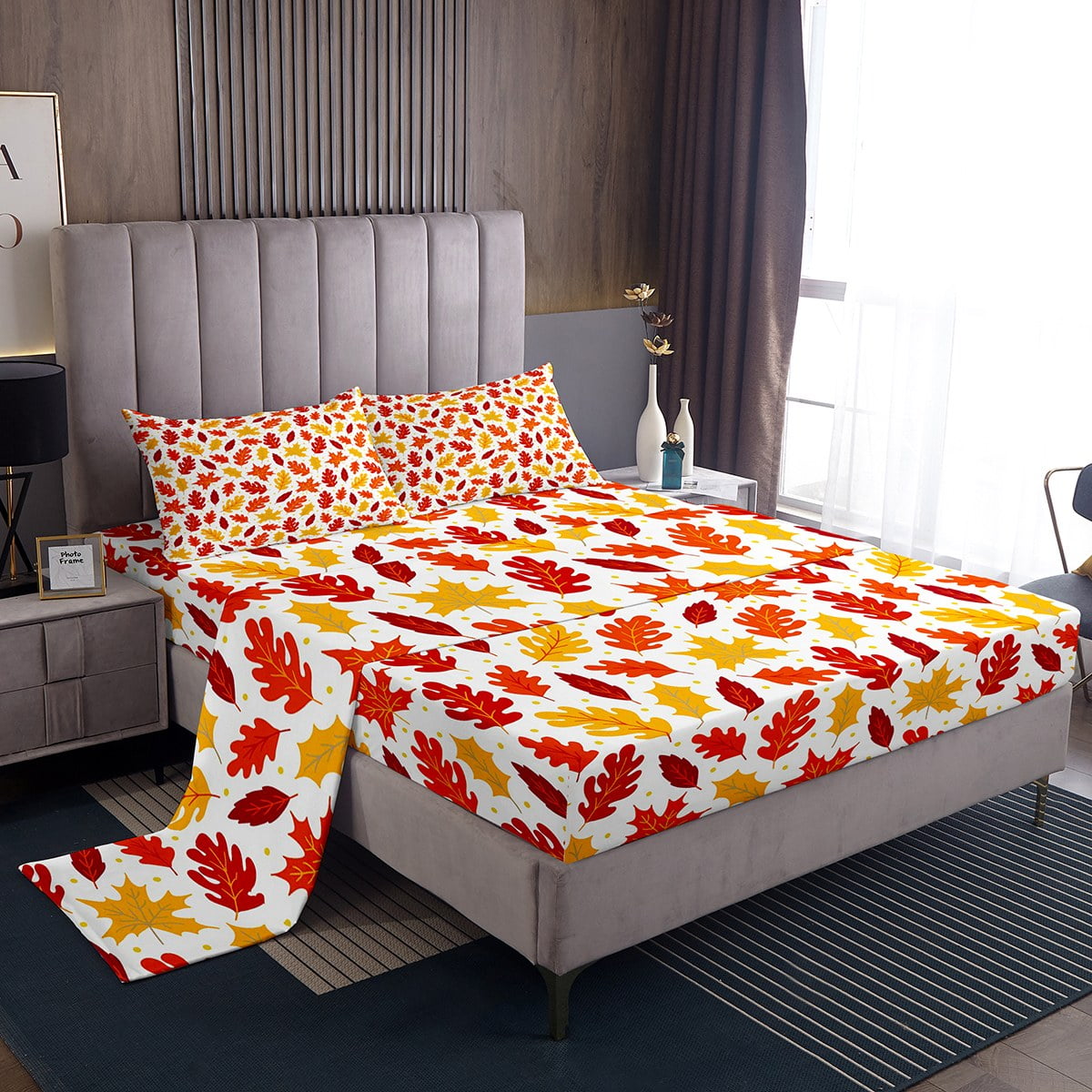 YST Happy Fall Y'All Sheet Set Full, Autumn Fall Leaves Bed Sheets Set ...