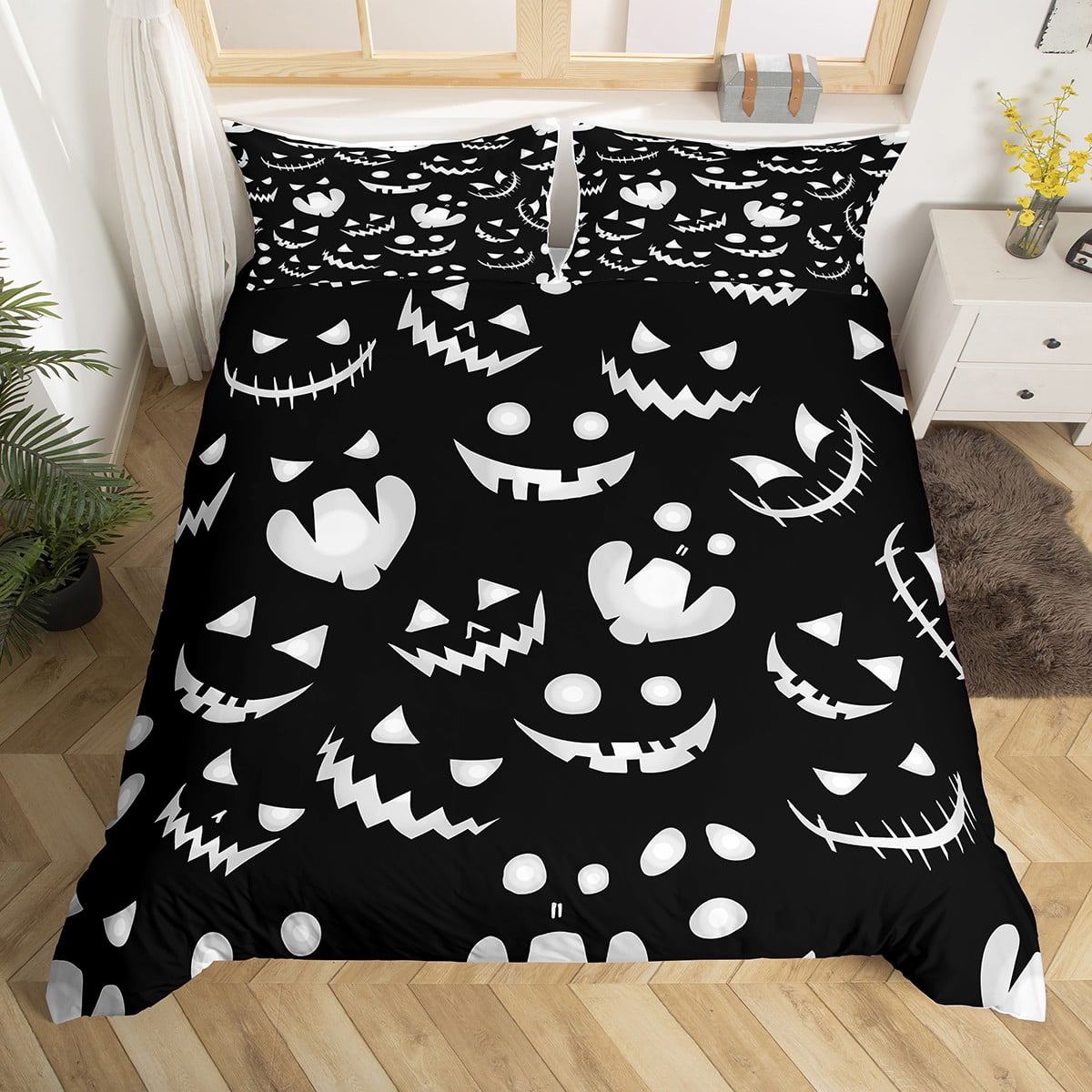Happy Halloween Bedding Sets Twin Spooky Ghost Comforter Cover, Black ...