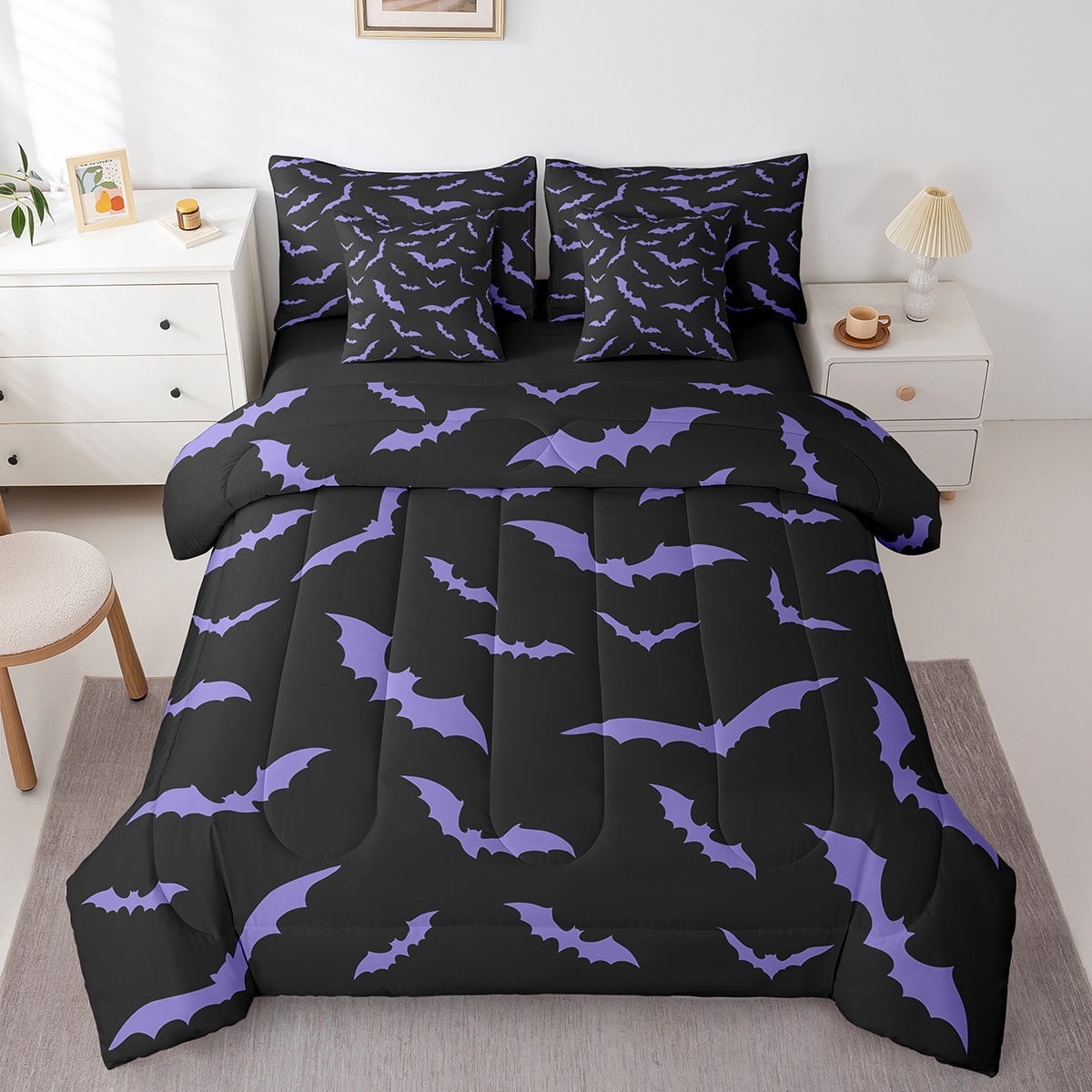 Happy Halloween Comforter 7 Pieces With 2 Pillow Cases Dark Purple ...