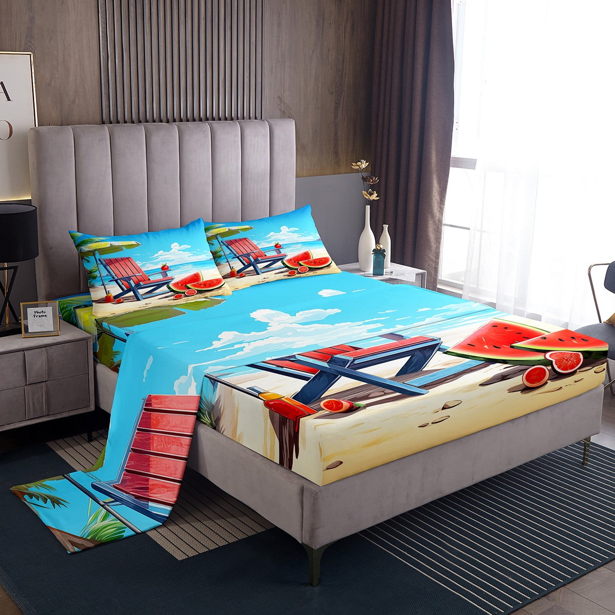 Happy Summer Holiday Bed Sheets Set Hawaii Beach Queen Sheet Set ...