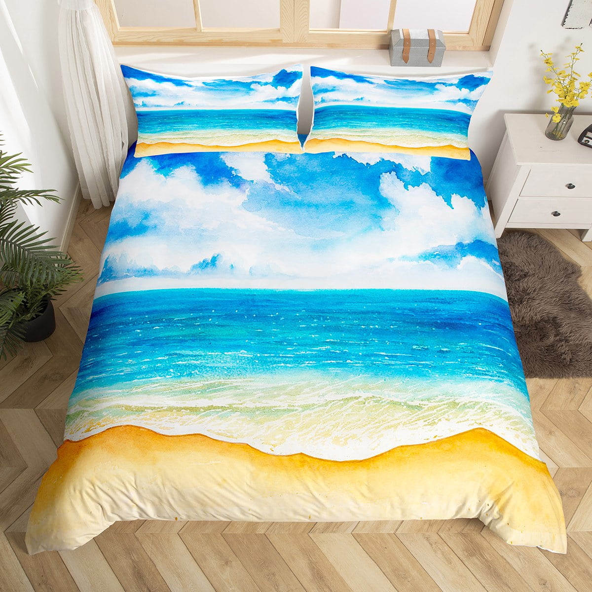 YST Hawaii Beach Bed Set Sea Ocean Duvet Cover King Size, Coastal ...