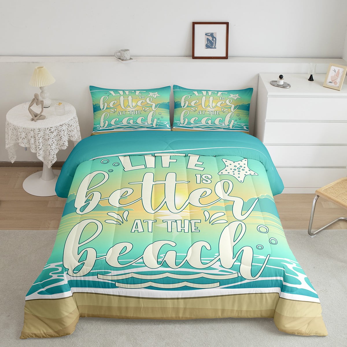 Hawaii Beach Bedding Set Queen 3 Pcs, Sea Ocean Themed Comforter Set ...