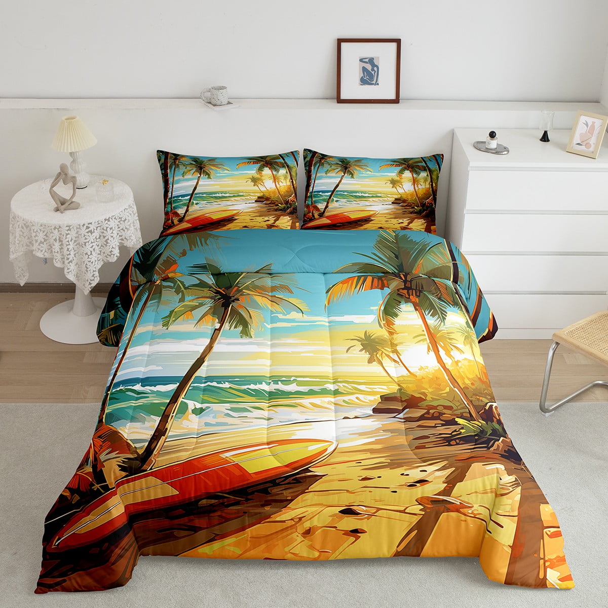 YST Hawaii Beach Queen Comforter Set Kids Summer Holiday Bedding Set ...