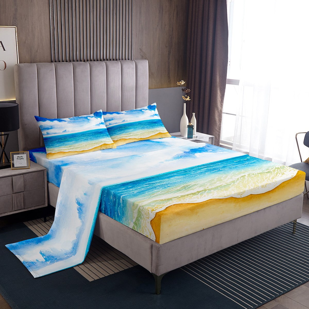 YST Hawaii Beach Queen Sheet Set Sea Ocean Sheets, Coastal Nature Bed ...