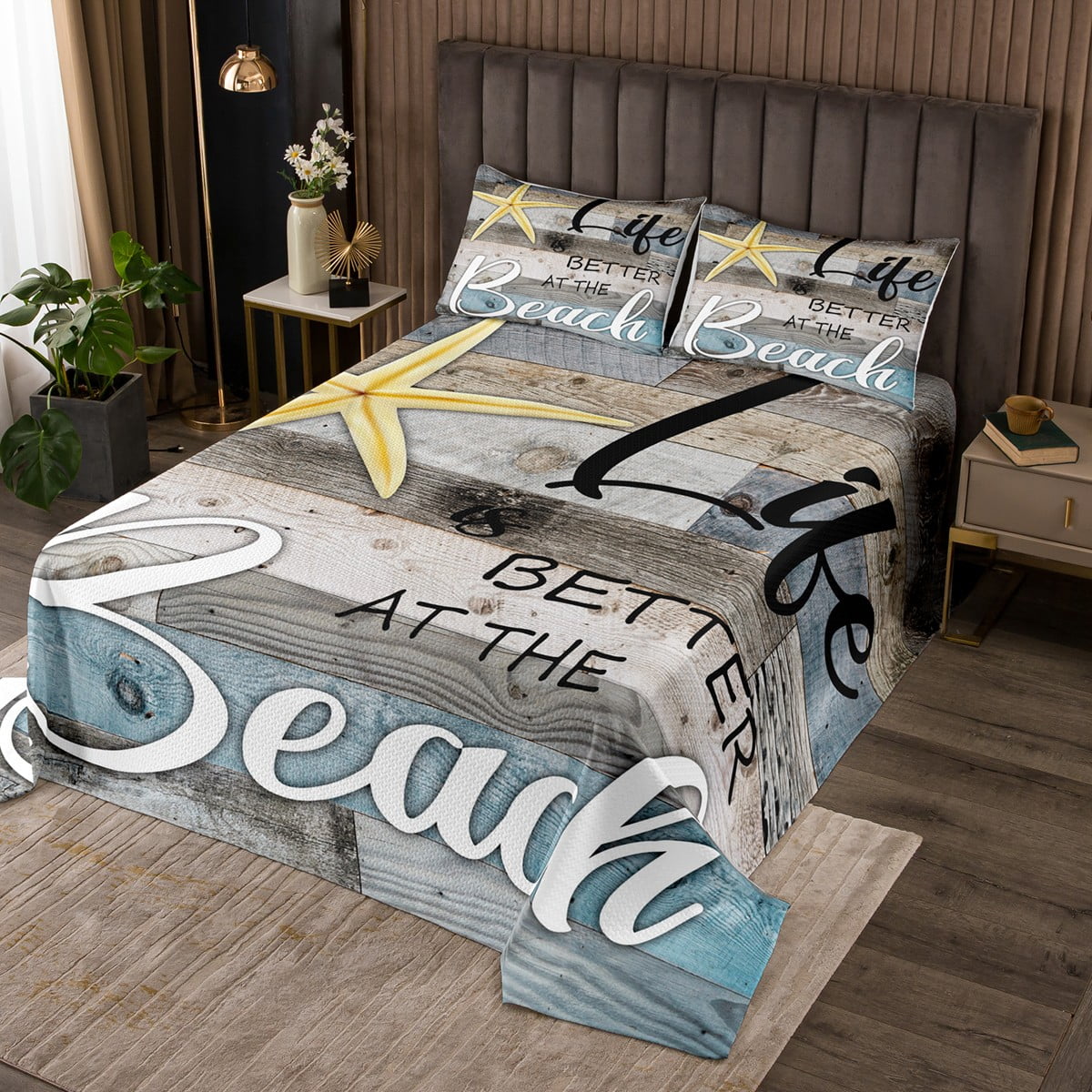 Erosebridal Hawaii Beach Themed Twin Bedspread Set Tropical Sea Quilt ...