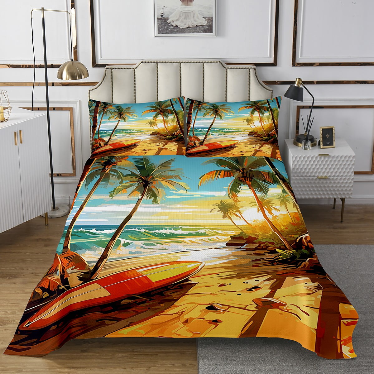 YST Hawaii Beach Twin Bedspread Set Kids Summer Holiday Quilt Set ...