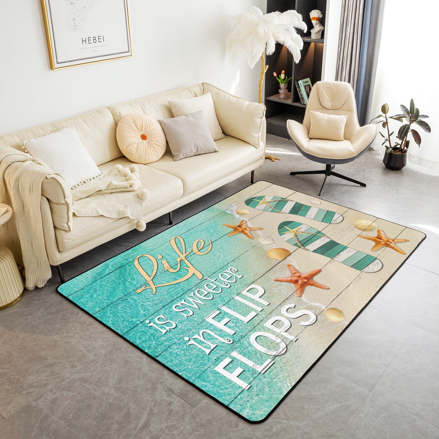 Erosebridal Hawaii Ocean Area Rug ,Summer Beach Flip Flops Rug 3x5 for ...