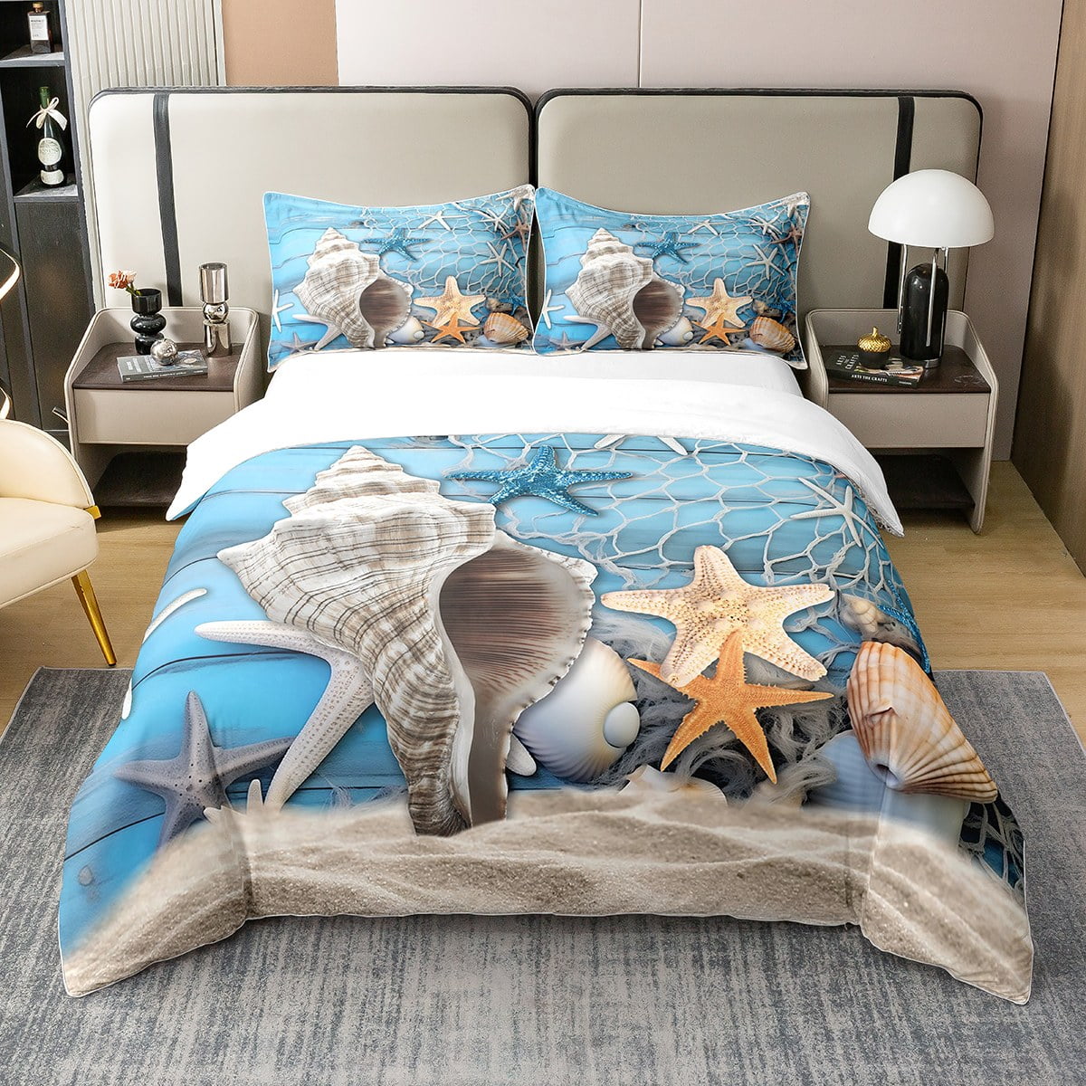 Hawaii Seashell Starfish 100% Natural Cotton Duvet Cover ,Summer Ocean ...