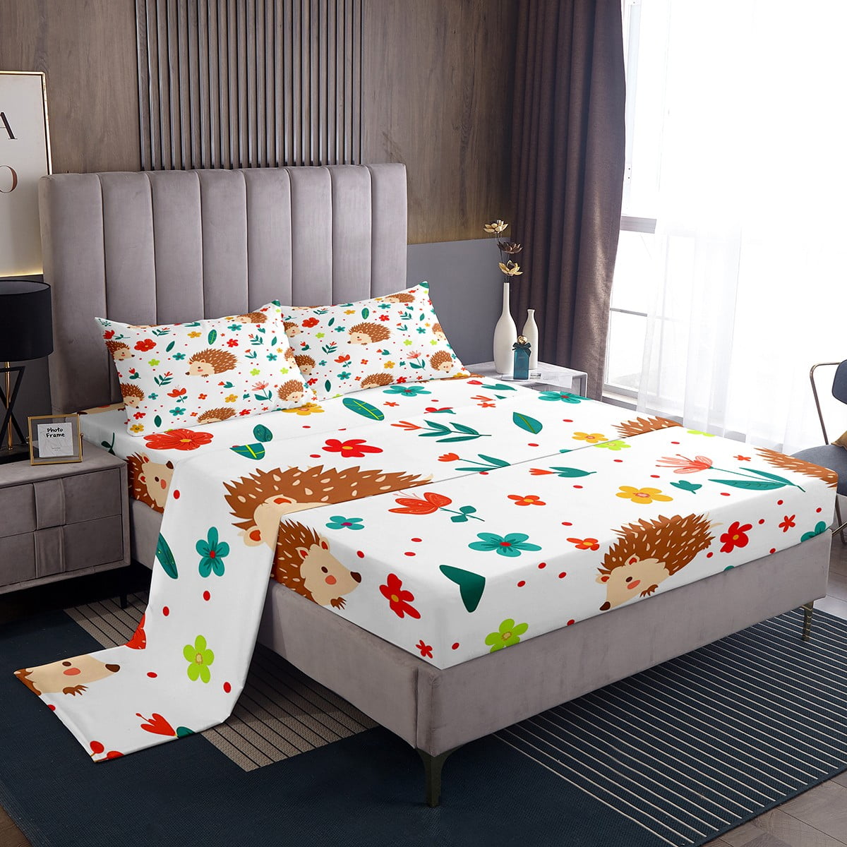 Hedgehog Sheet Set Cartoon Hedgehog Sheets Twin Teen Cute Animal Print ...