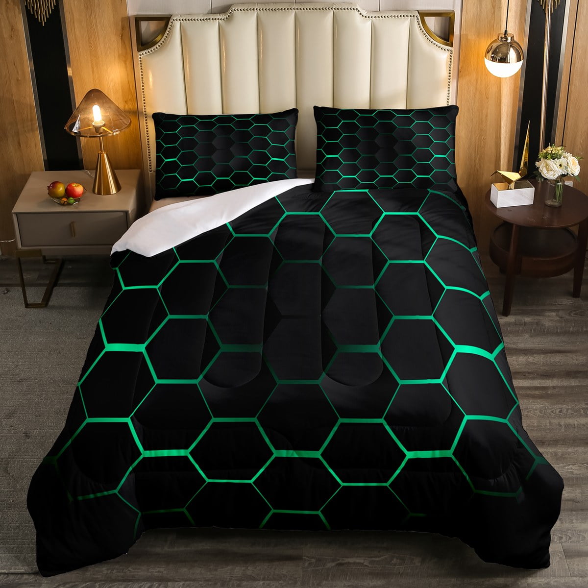 Hexagonal Bedding Set 3D Geometric Honeycomb Comforter Set Modern ...