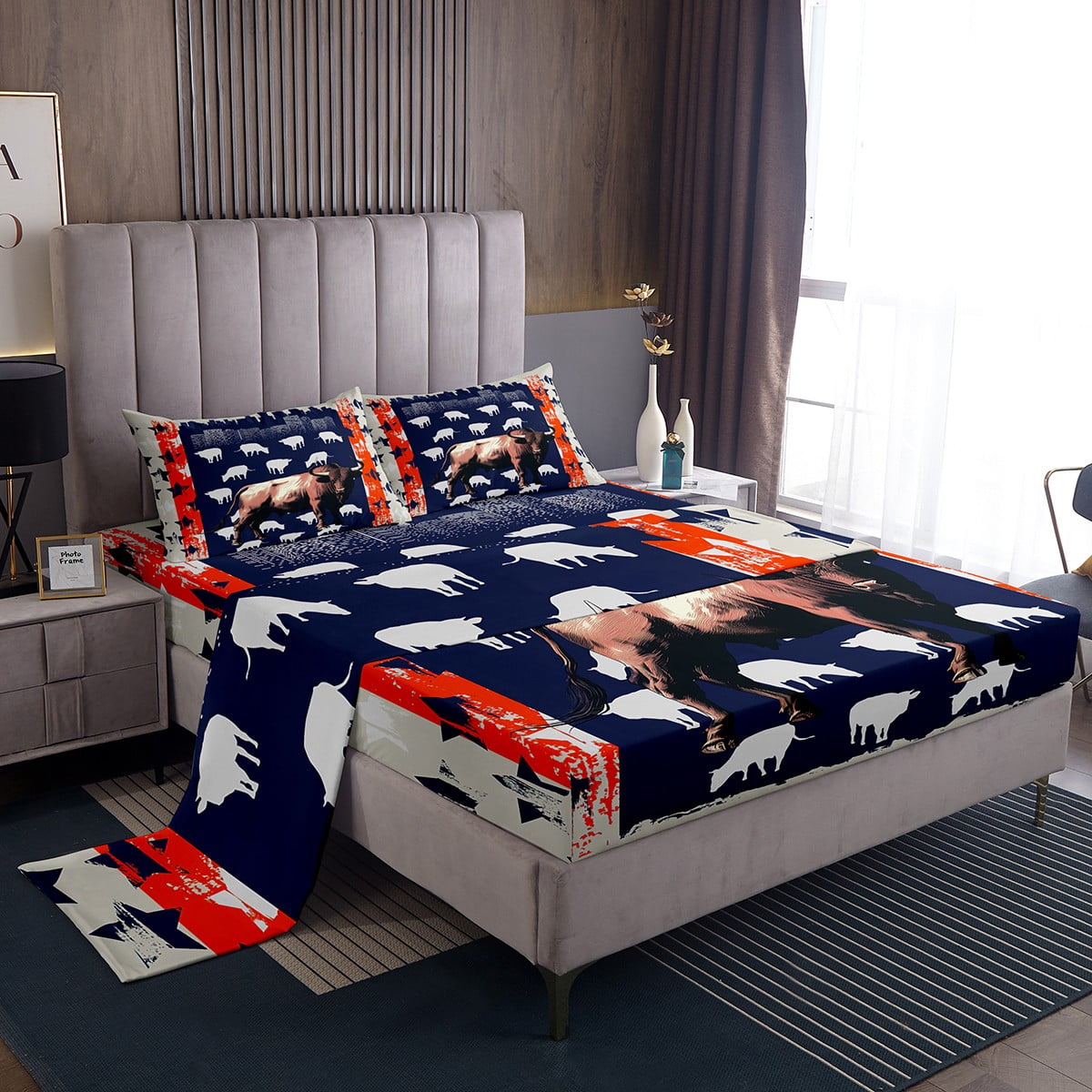 YST Highlan Bull Cattle Bed Sheets Set Farmhouse Animal Print Queen ...