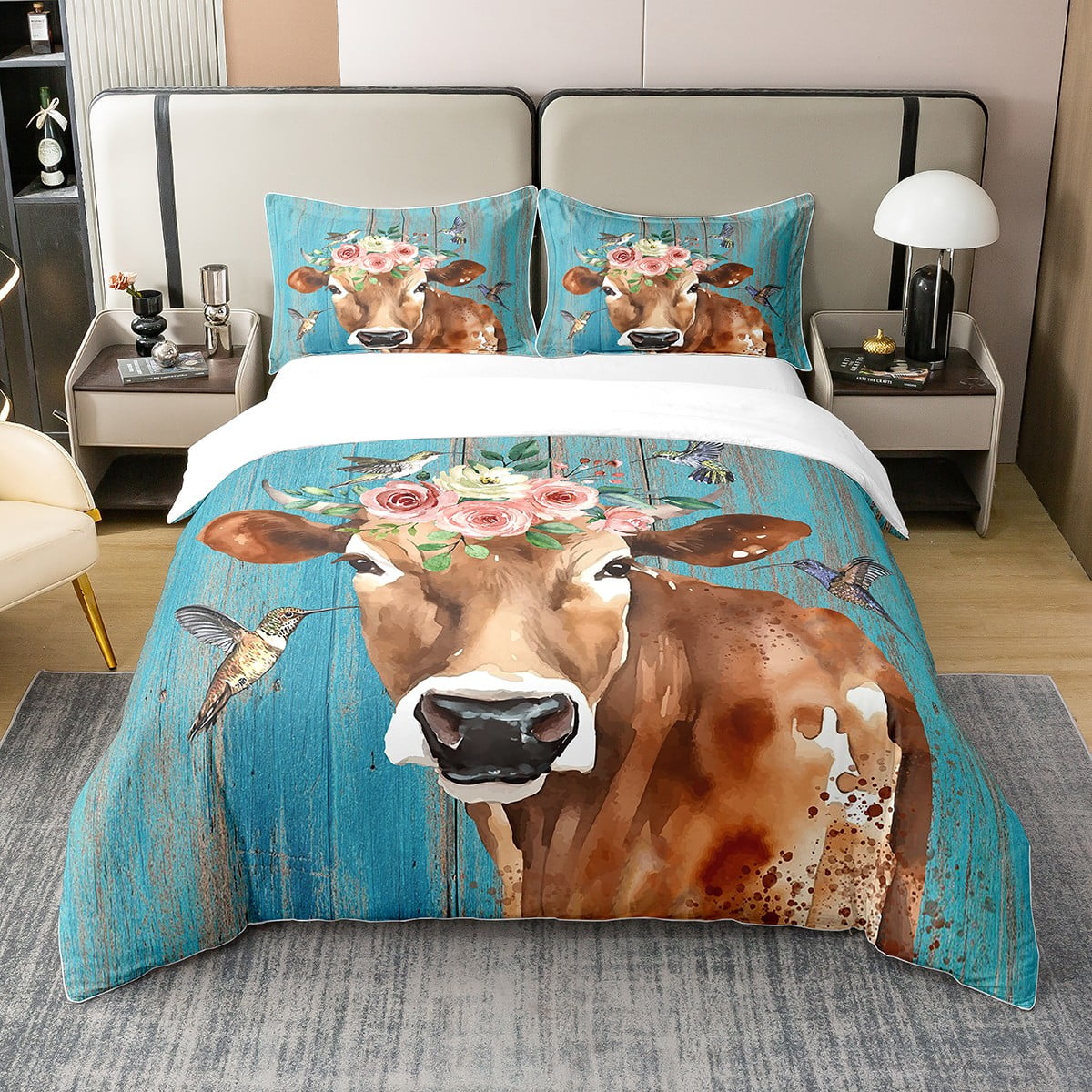 Erosebridal Highland Cow 100% Cotton Bedding Set Queen Rustic Farmhouse ...