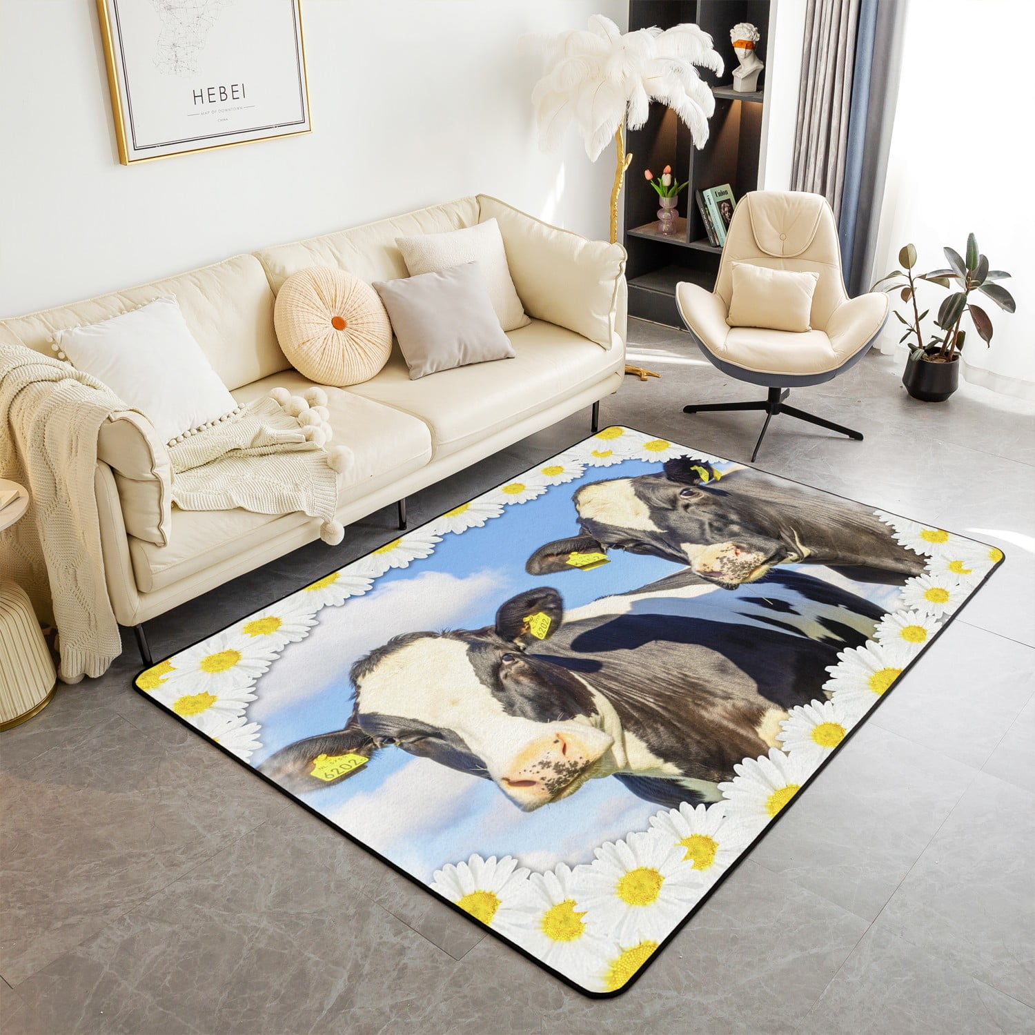 Erosebridal Highland Cow Area Rug 5x7 for Bedside,Wildlife Farmhouse ...