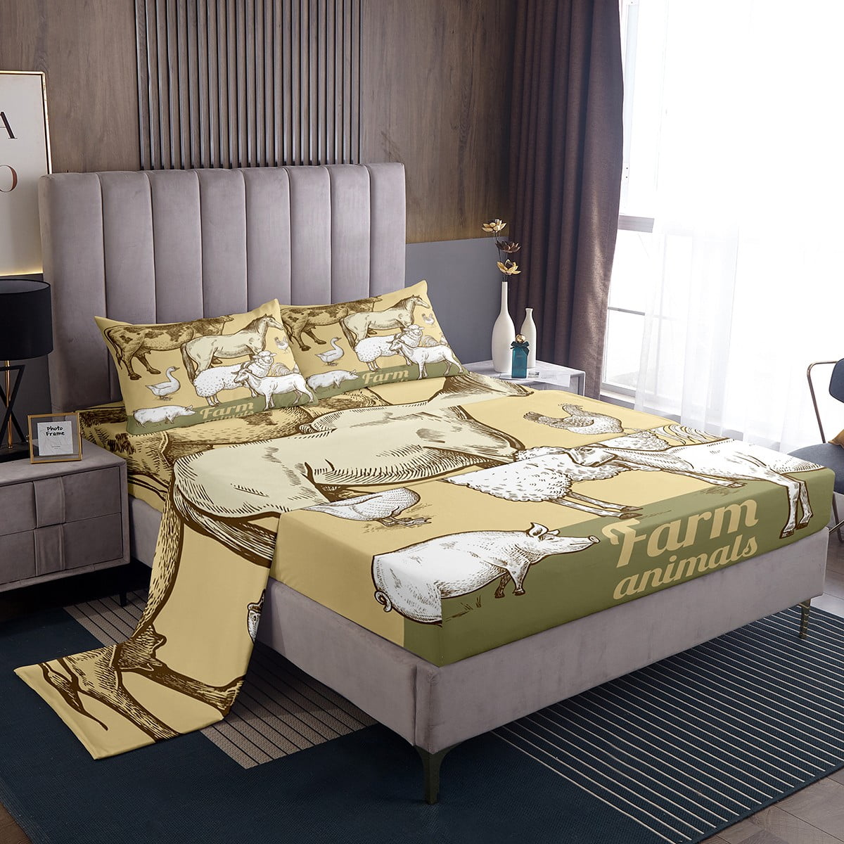 YST Highland Cow Bull Cattle Queen Sheets Horse Galloping Bed Set, Cute ...