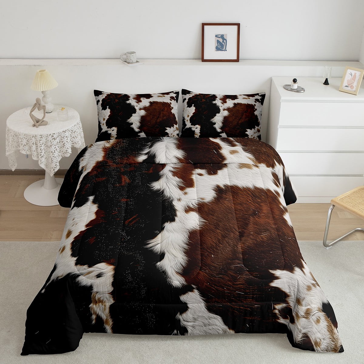 Highland Cow Print King Comforter Set Cow Printed Bedding Set, Brown ...