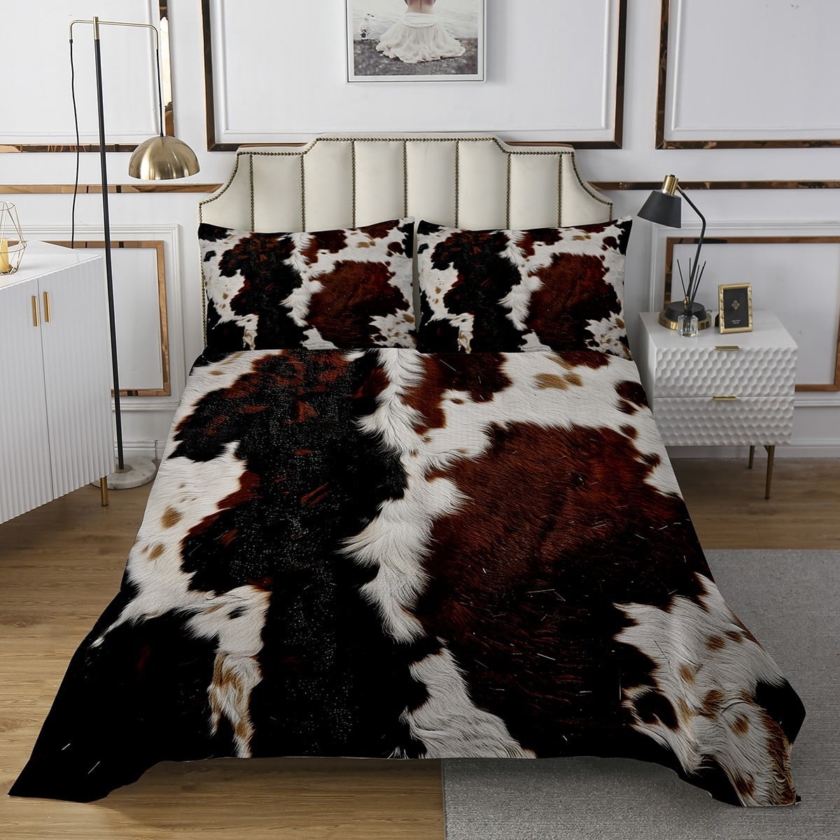 Highland Cow Print Twin Quilt Set Cow Printed Coverlet Set,Brown and ...