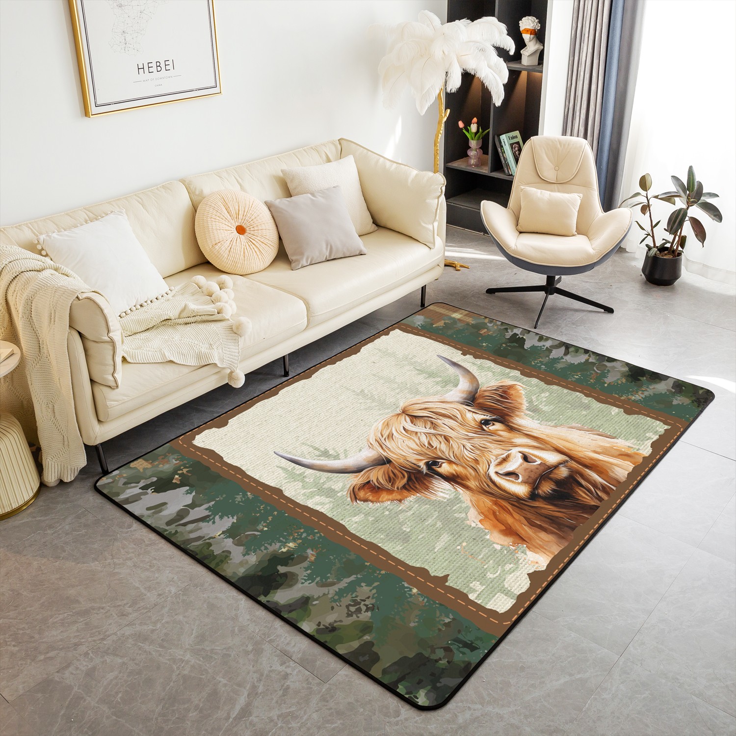 Erosebridal Highland Cow Rug ,Farmhouse Decor Bull Cattle Non Slip ...