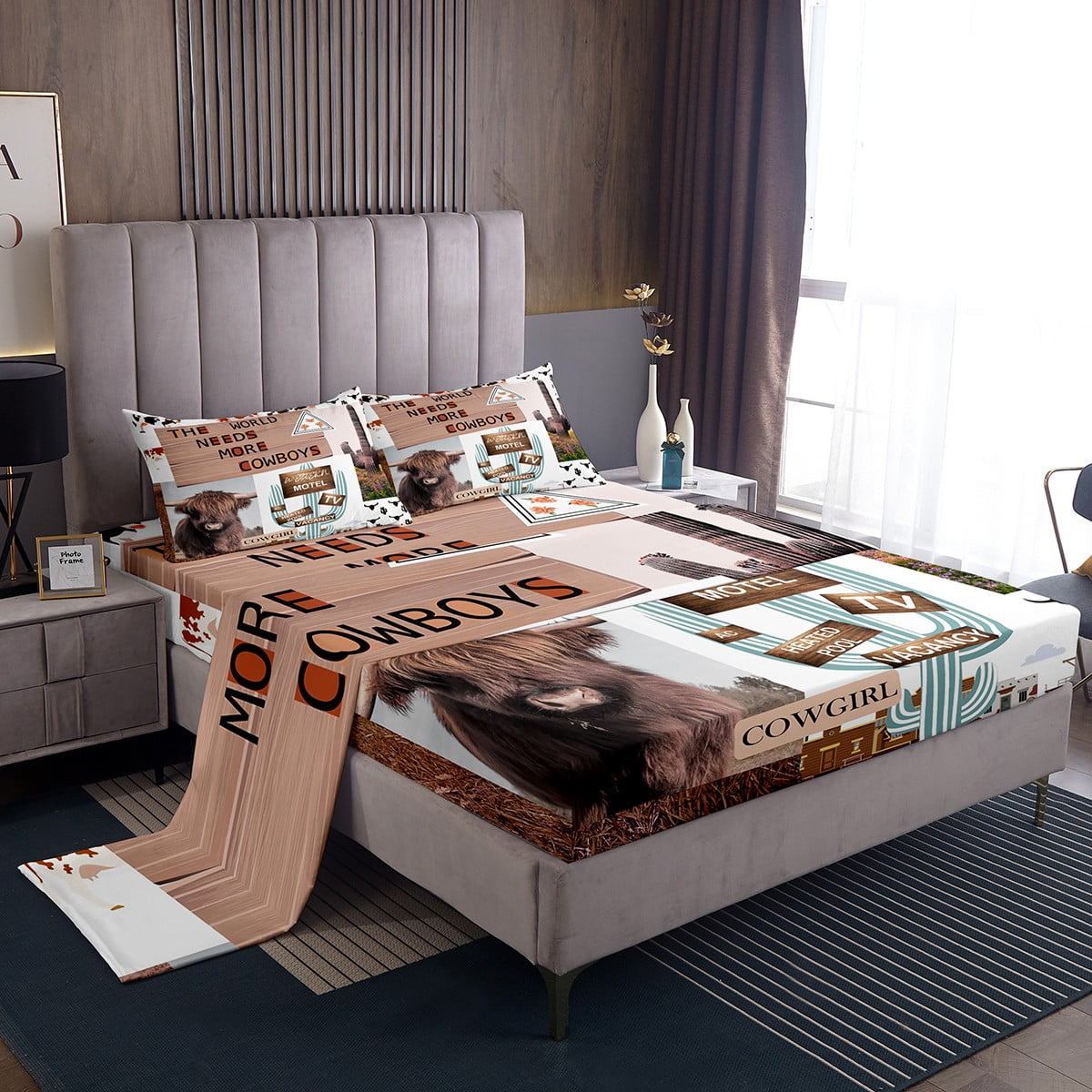 YST Highland Cow Sheet Set Cowboys Gifts for Women Twin Bed Sheets Set ...