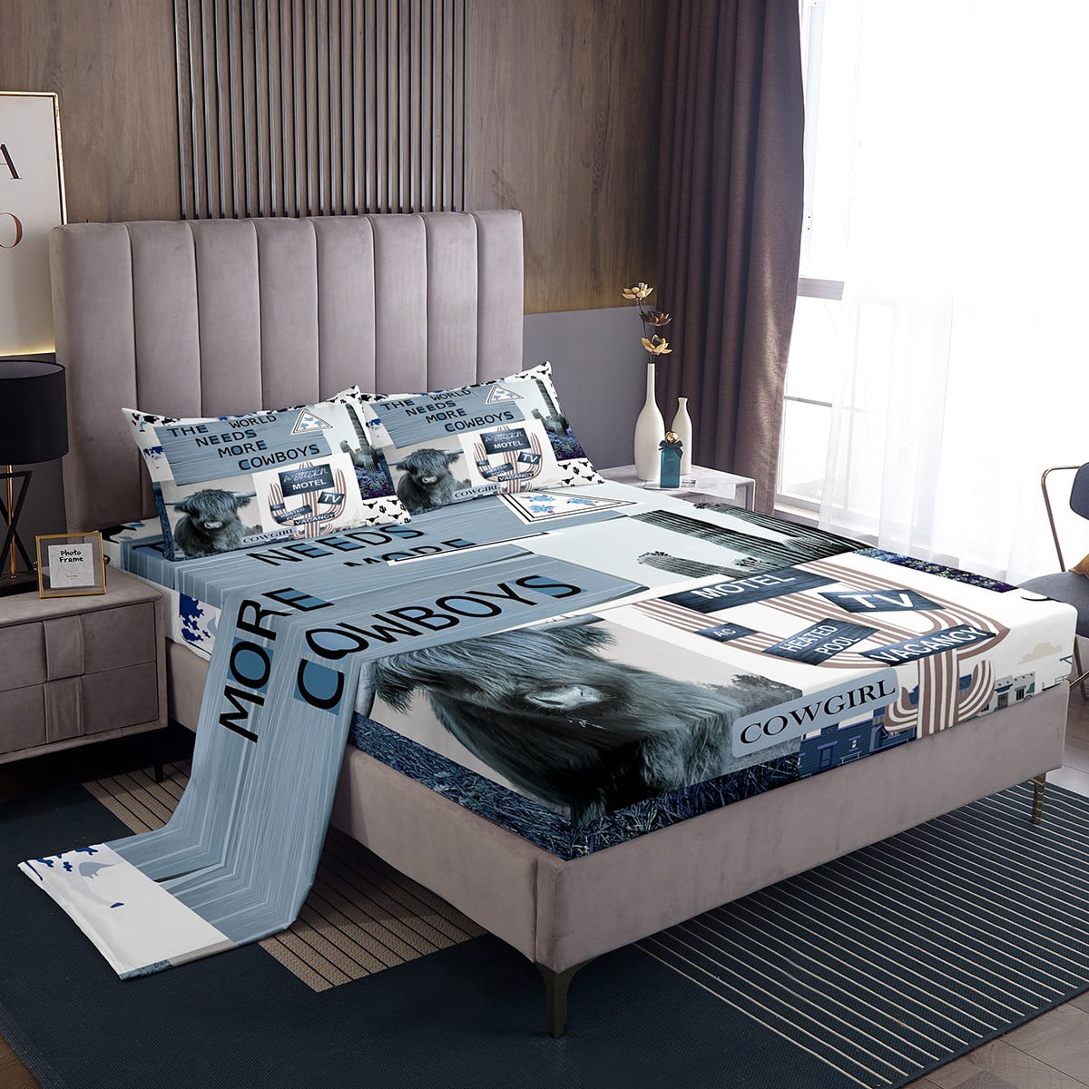 Erosebridal Highland Cow Sheet Set Cowboys Gifts for Women Twin Bed ...