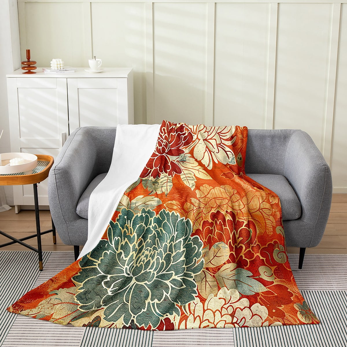 Hippie Flower Twin 60x80 Throw Blanket,Funky Groovy Flowers Fleece ...