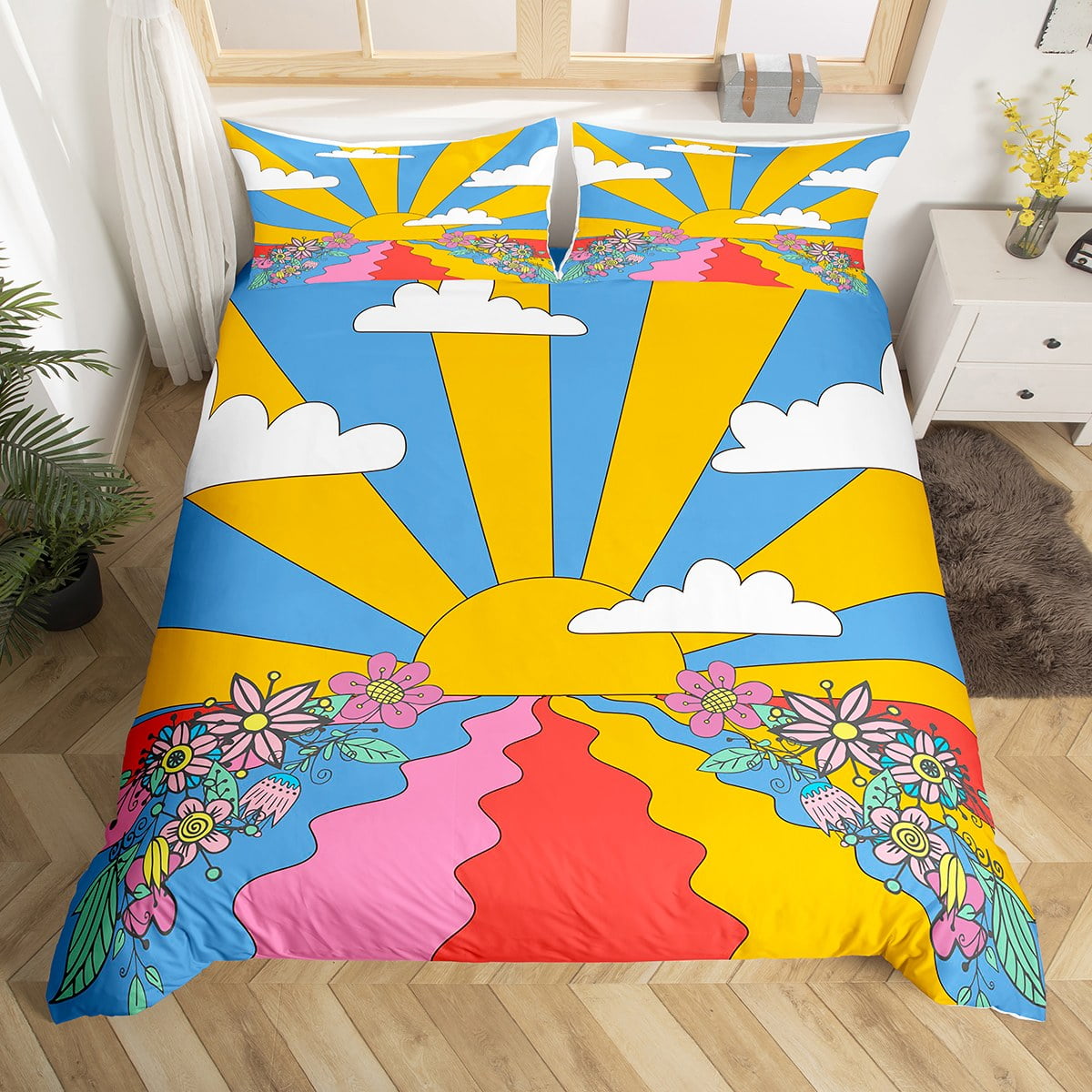 Erosebridal Hippie Bedding Set King Duvet Cover for Adult Youth,Retro ...
