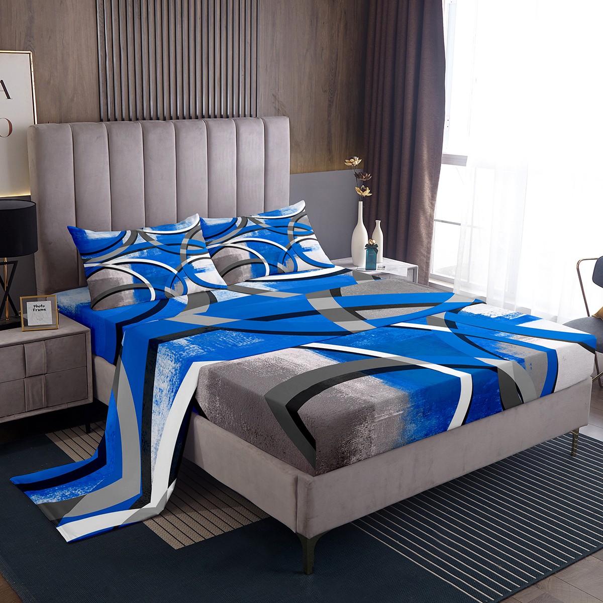 YST Hippie Grunge Bed Set Geometry Spiral Bed Sheets Set, Purple Tie ...