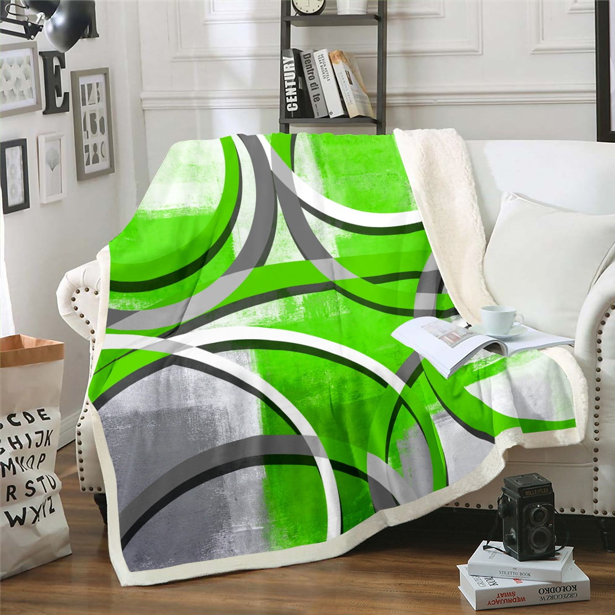 Hippie Patchwork Blanket Green Geometric Throw Blanket for Bed ...