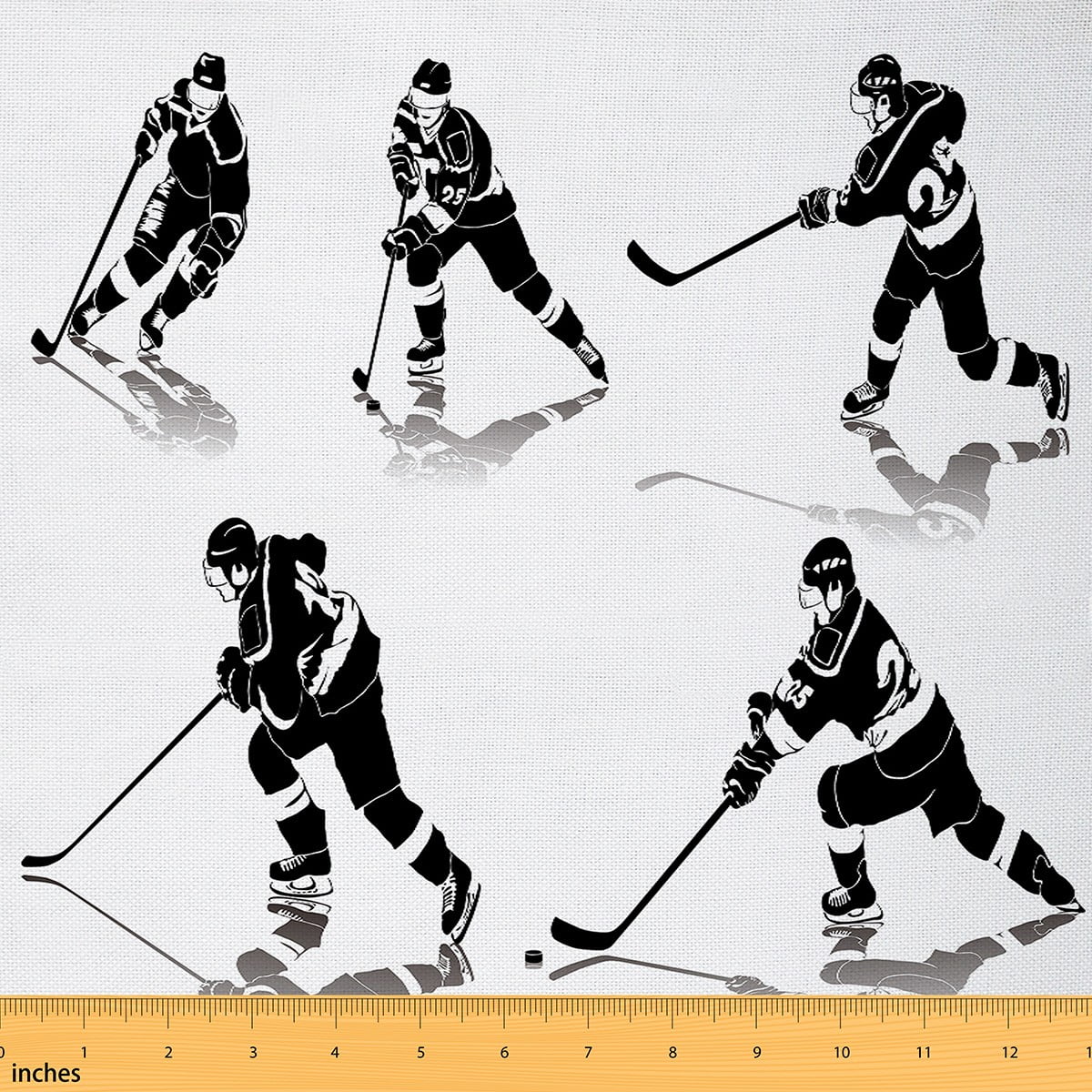 YST Hockey Game Fabric by The Yard,Ice Hockey Player Upholstery Fabric ...