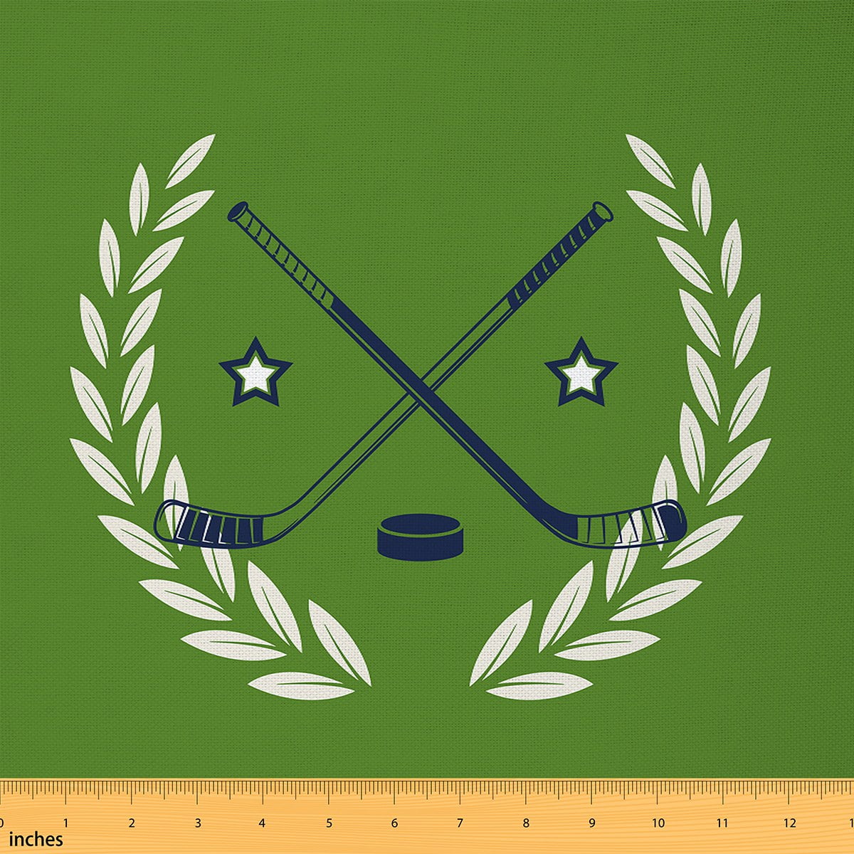 Hockey Stick Fabric by The Yard,Funny Ice Hockey Decor Upholstery ...