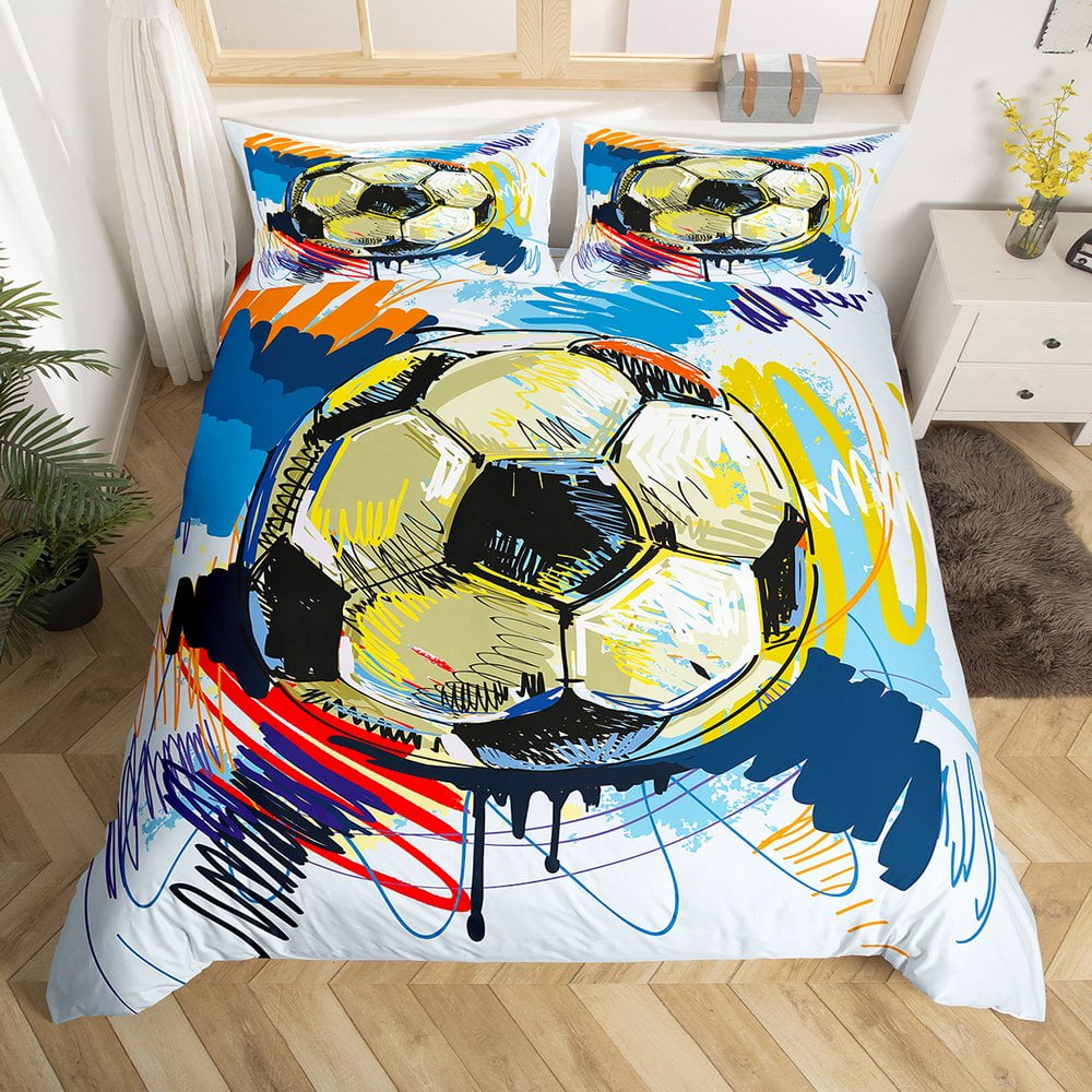 YST Hockey Theme Bed Set for Kids Teen Ice Hockey Player Duvet Cover ...