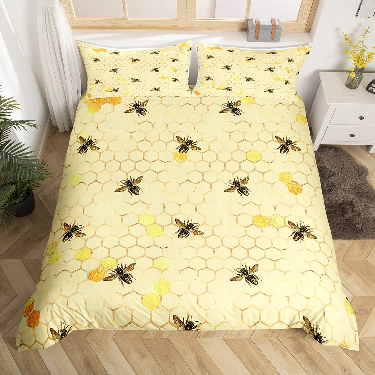 YST Honey Bee Comforter Cover for Kids Boys Girls Yellow Beige ...