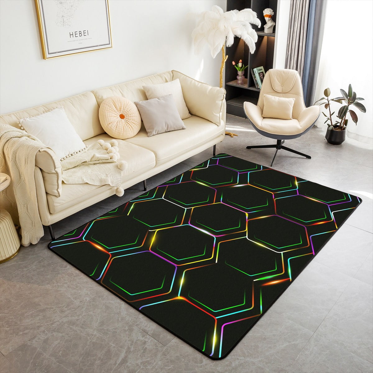 Erosebridal Honeycomb Living Room Rugs Geometry Hexagonal Beehive Area ...