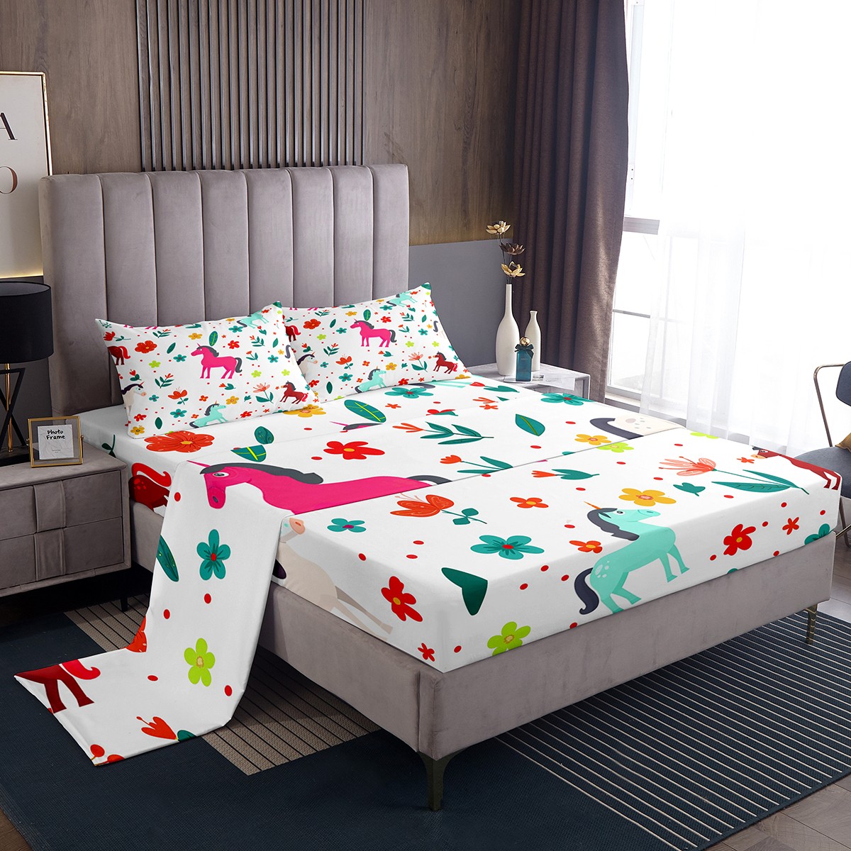 YST Horse Sheet Set Cartoon Horse Sheets Full for Kids Teen Girls Cute ...