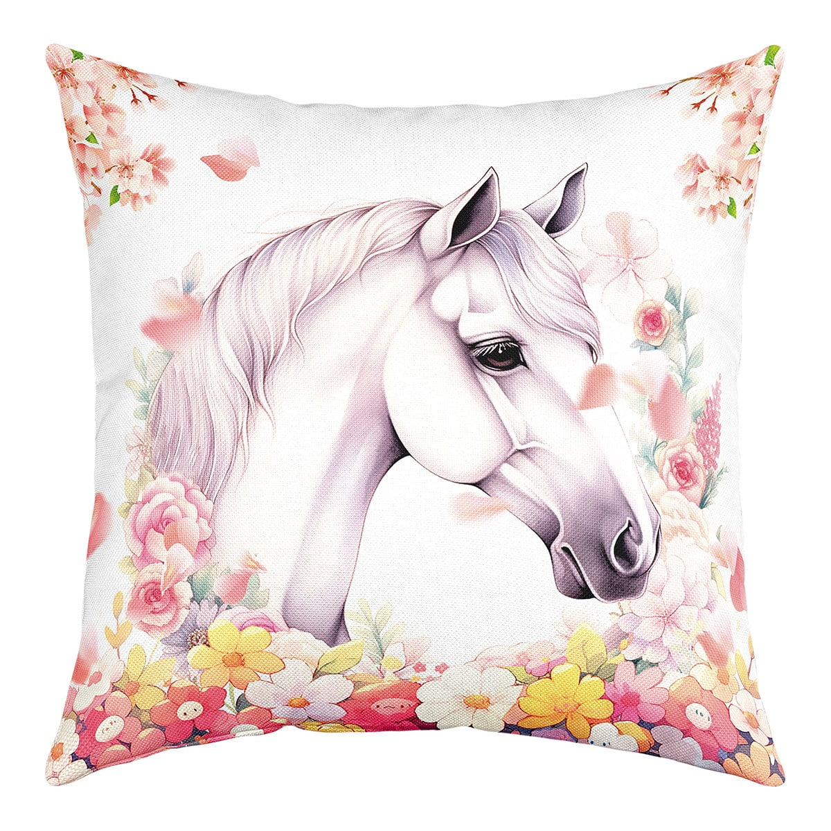 Erosebridal Horse Throw Pillow Cover 20x20 inch Romantic Floral Cushion ...