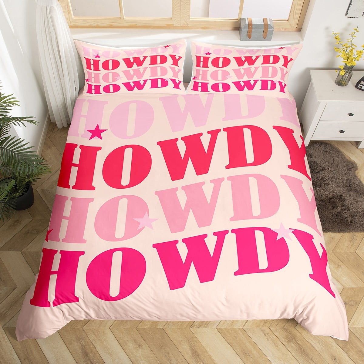 YST Howdy Printed Comforter Cover Western Bedding Sets Twin,Pink Wild ...