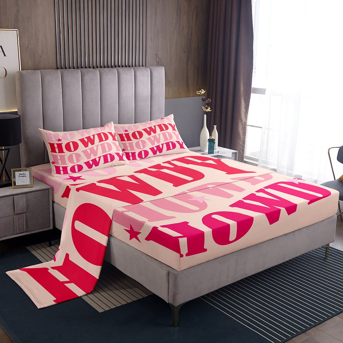 Erosebridal Howdy Printed Sheet Set Western Sheets Full,Pink Wild West ...