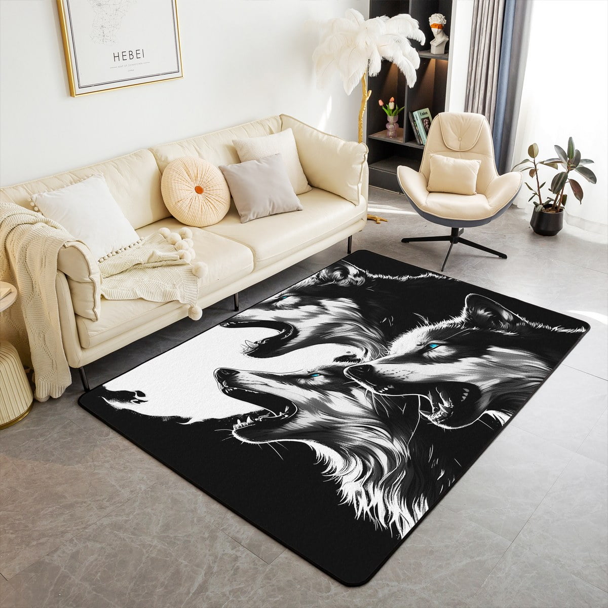 YST Howling Wolf Area Rug 3x5,3D Animal Print Carpet for Boys,Safari ...