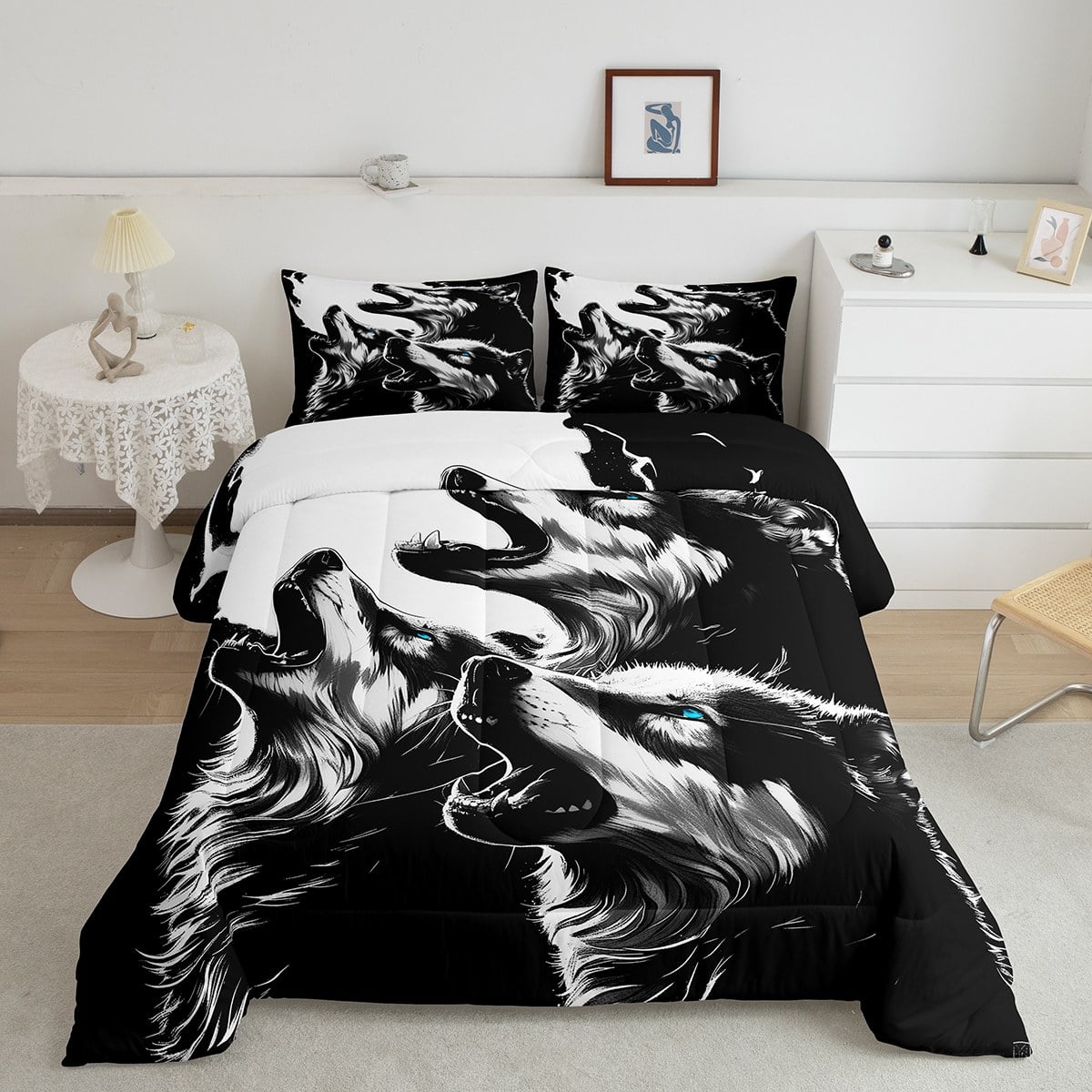 YST Howling Wolf Comforter Set Boys Girls 3D Animal Print Wolves ...