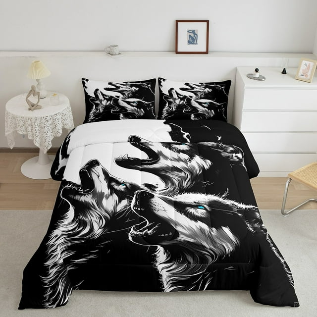 YST Howling Wolf Comforter Set Boys Girls 3D Animal Print Wolves ...